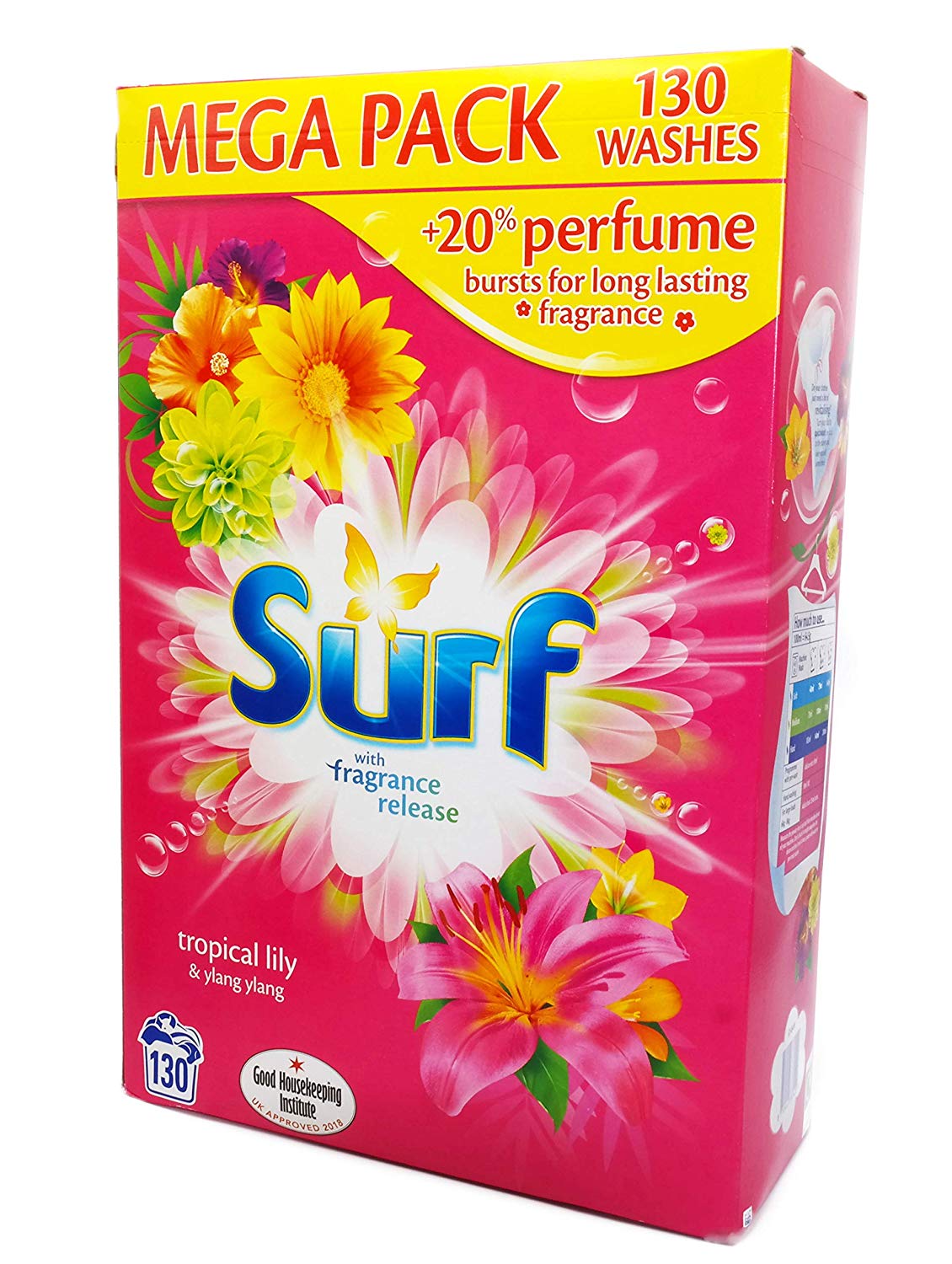 Surf Mega Pack 130 Wash Tropical Washing Powder Detergent +20% Perfume ...